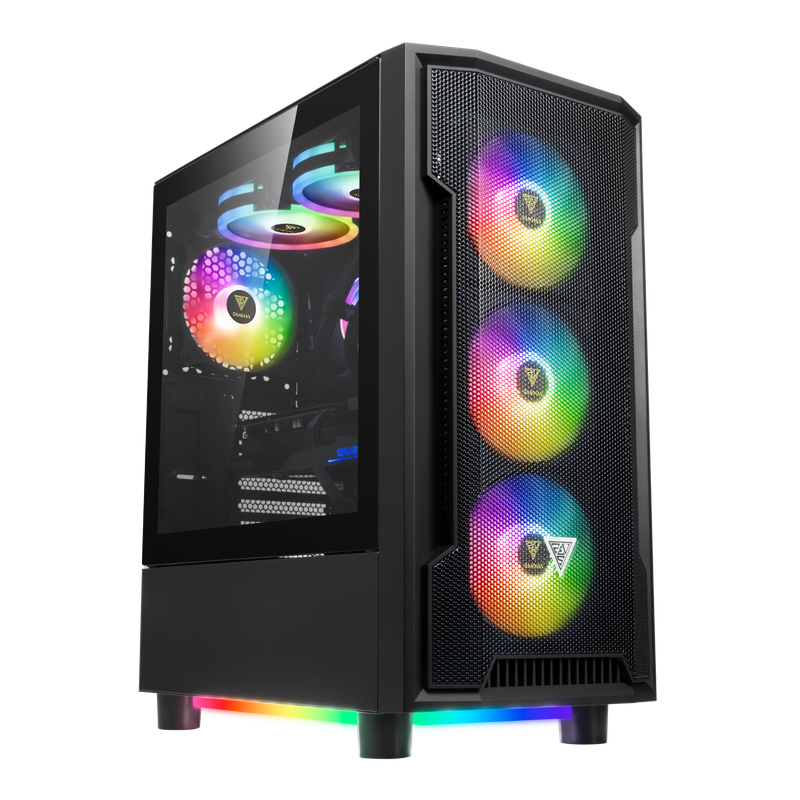 GAMDIAS Athena M6 Lite | ATX Mid Tower Gaming Case | 4 ARGB Fans | Tem
