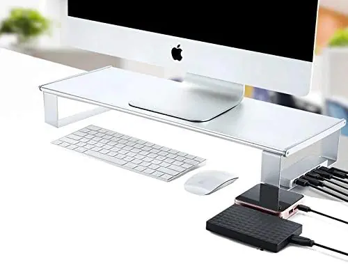 L22 Aluminum Monitor Stand with USB & Wireless Charger – 550mm Ergonom