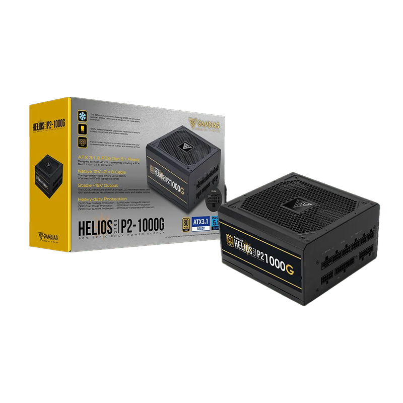 GAMDIAS HELIOS E1-600 600W PSU – ATX12V v2.4, 80% Efficiency, Non-Modu
