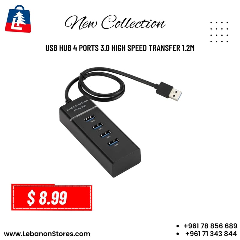 7-Port USB 3.0 Hub | USB Data Splitter with Long Cable