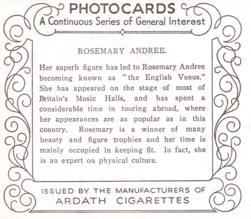ROSEMARY ANDREE - CINEMA & CIGARETTE CARDS