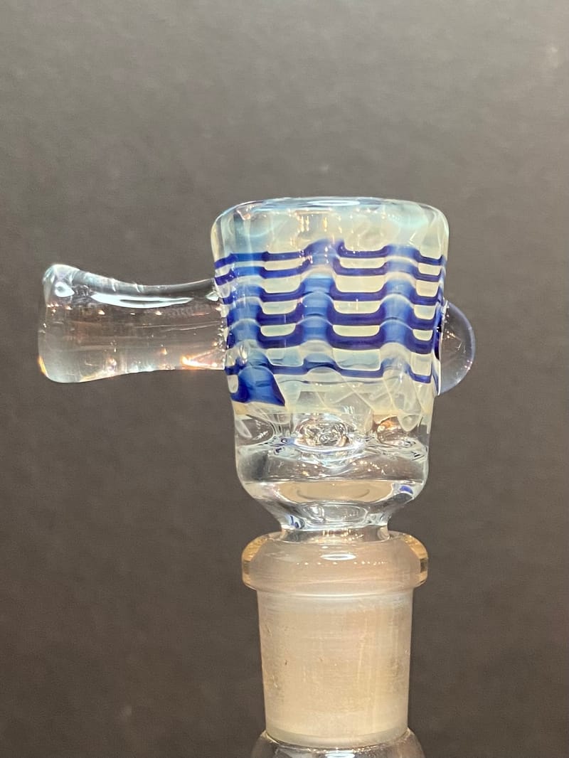 14mm Male Hitter: Single Color Fumed 4-Hole Hitter. - Shockers Glass Studio