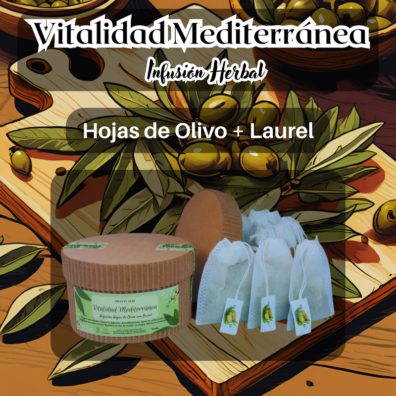 Infusión "Vitalidad Mediterránea" (Hojas de Olivo + Hojas de Laurel) 15 uds - Bio Vitalis CR®