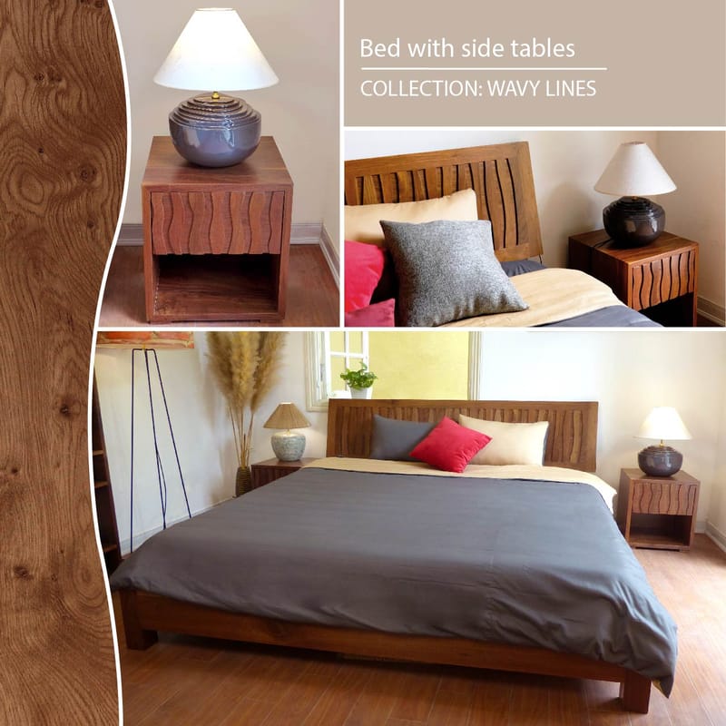 Bed and Side Tables – Wave Lines