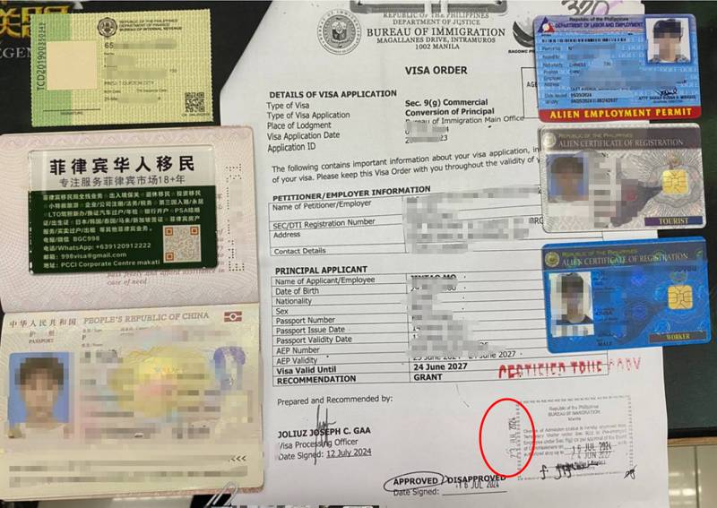 philippines 9(g) Pre-Arranged Employee Commercial Visa service