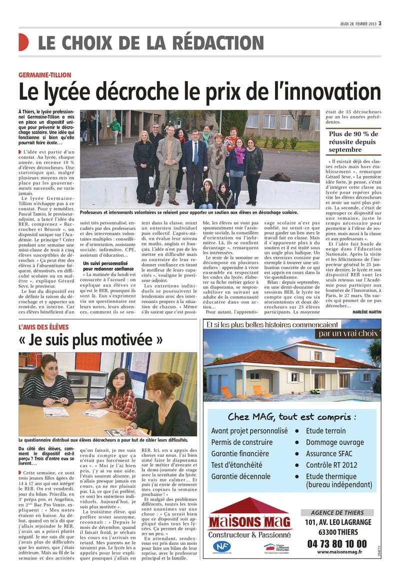 Prévenir le décrochage scolaire avec le "RER Raccrocher Et Réussir