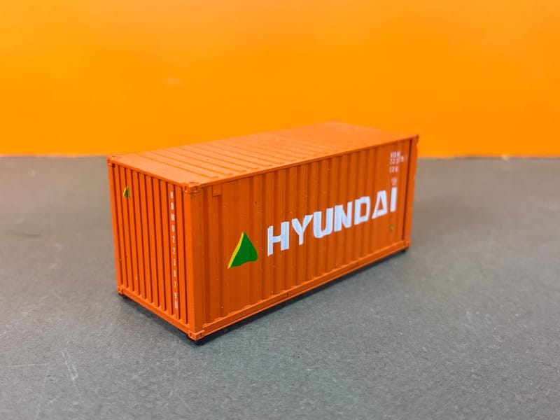Conteneur 20' pieds orange Hyundai echelle Ho 1/87 - Ferromax
