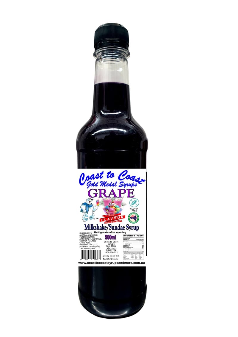 Grape Milkshake/Sundae,500ml, Coast to Coast Gold Medal Syrups®