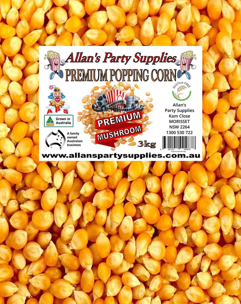 APS Premium Mushroom Popping Corn Kernels 3kg Bag