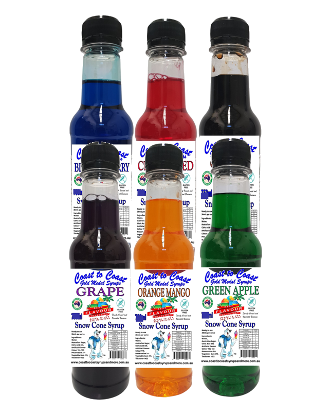 6 x 750ml Premium Snow Cone Syrup, Coast to Coast Gold Medal Syrups
