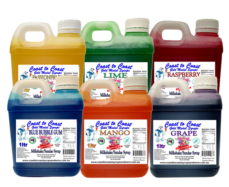 6x1ltr Coast to Coast Gold Medal Flavoured Milkshake/Sundae Syrup