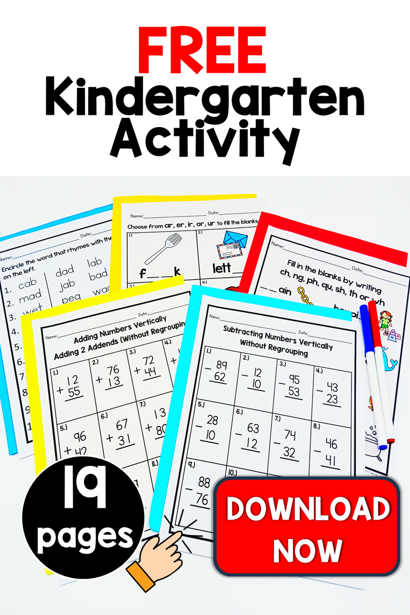 Free Kindergarten Activity - The Joy in Teaching