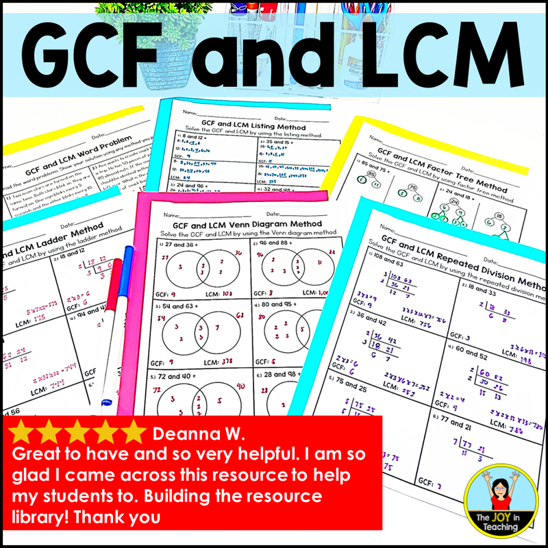 GCF and LCM Worksheet - The Joy in Teaching