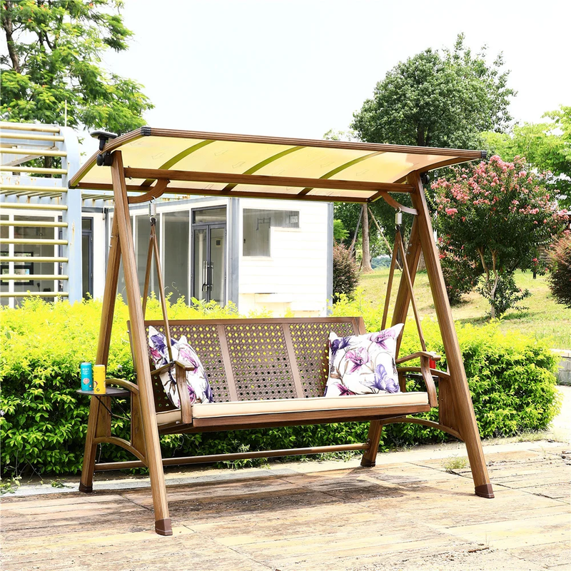 Steel Bistro Garden Hanging Rocking Swing With Canopy Outdoor Patio ...