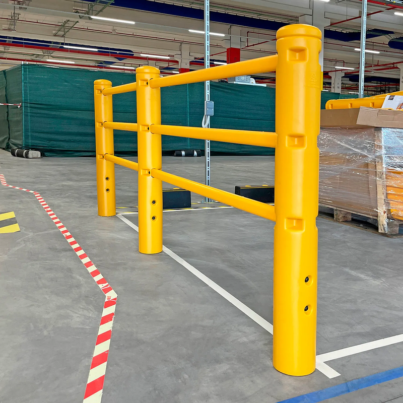 McCue SafeStop Pedestrian Barrier Rail Kit, 5'L, Yellow, Pack of 3 ...