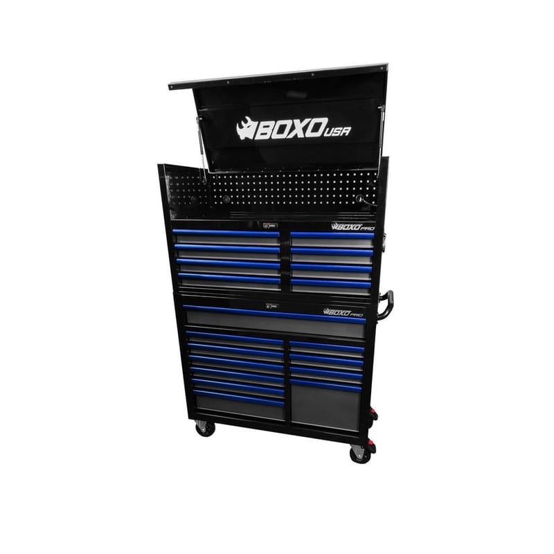 Pro Series | 45" 19-Drawer Rolling Tool Box | Black and Blue / Tools ...